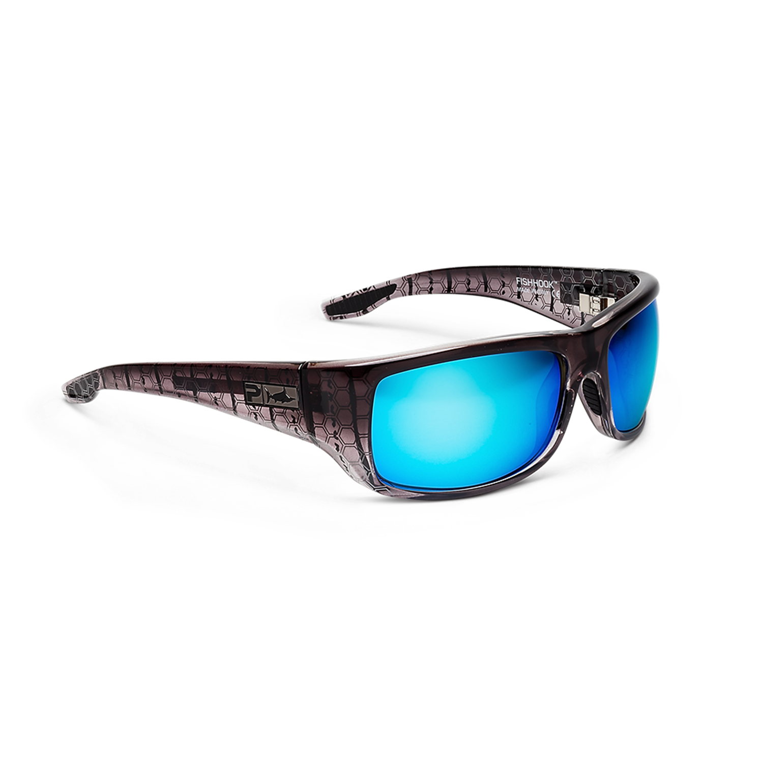 Pelagic Sunglasses Fish Hook Poly Silver Helix/Blue Mirror (2025/26) | Composite Developments