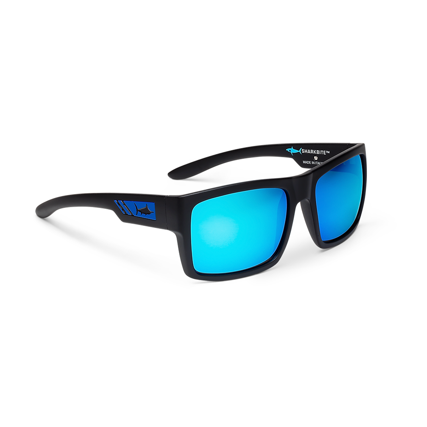 Pelagic Sunglasses Shark Bite Poly Matte Black/Blue Mirror (2025/26) | Composite Developments